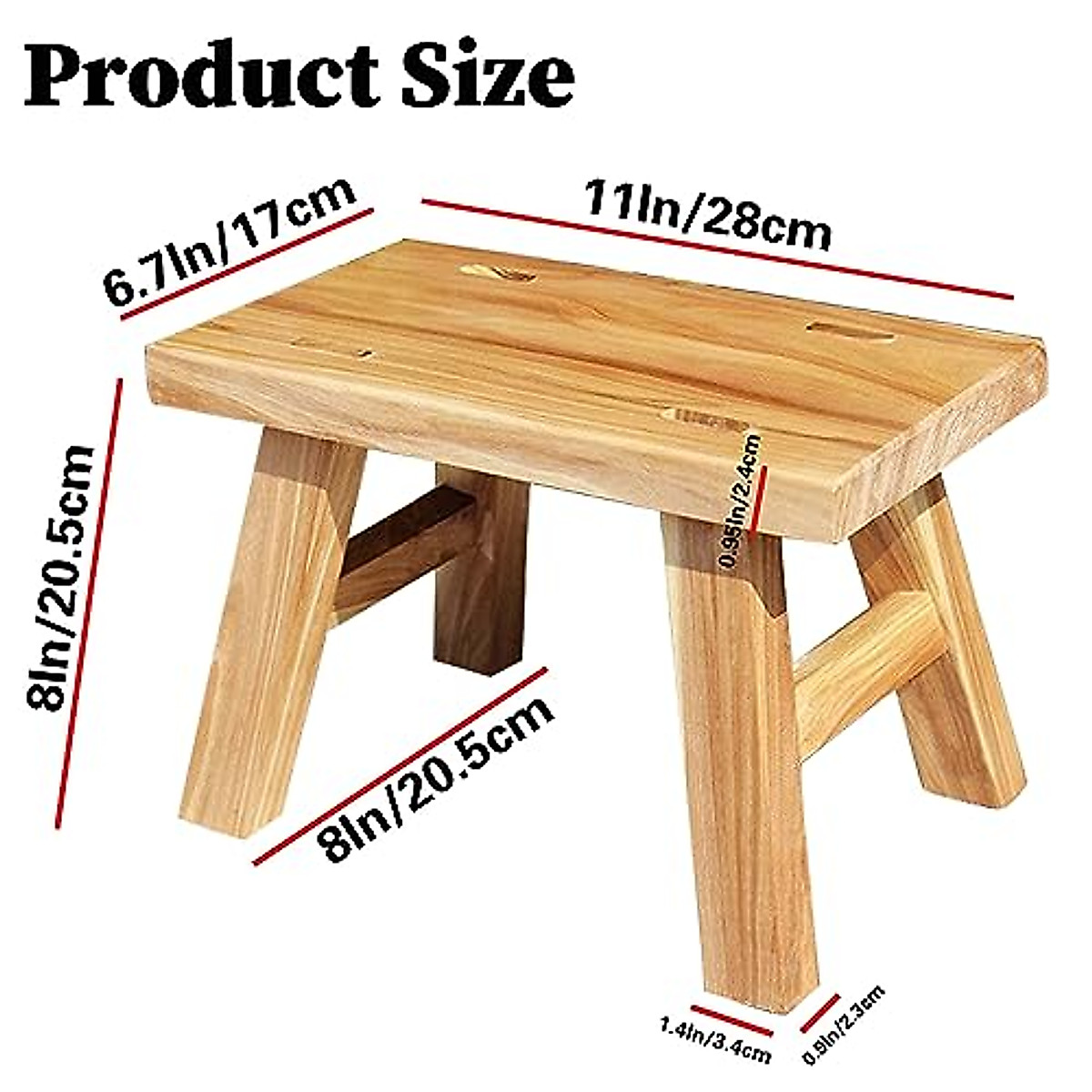 CozyHaus 8Inch Solid Wooden Step Stool,Small Footstool for Kids & Adults Small Bench Plant Stand Fishing Stool, Perfect for High Beds, Kitchen, Bathroom, Closet, Fishing (Yellow)