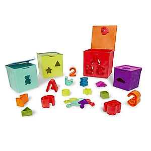 Battat – Sorting & Stacking Boxes – Nesting Toddler Play Cubes – Color-Coded Dexterity Keys – Numbers, Letters & Shapes – 2 Years + – Lock & Learn Activity Cubes