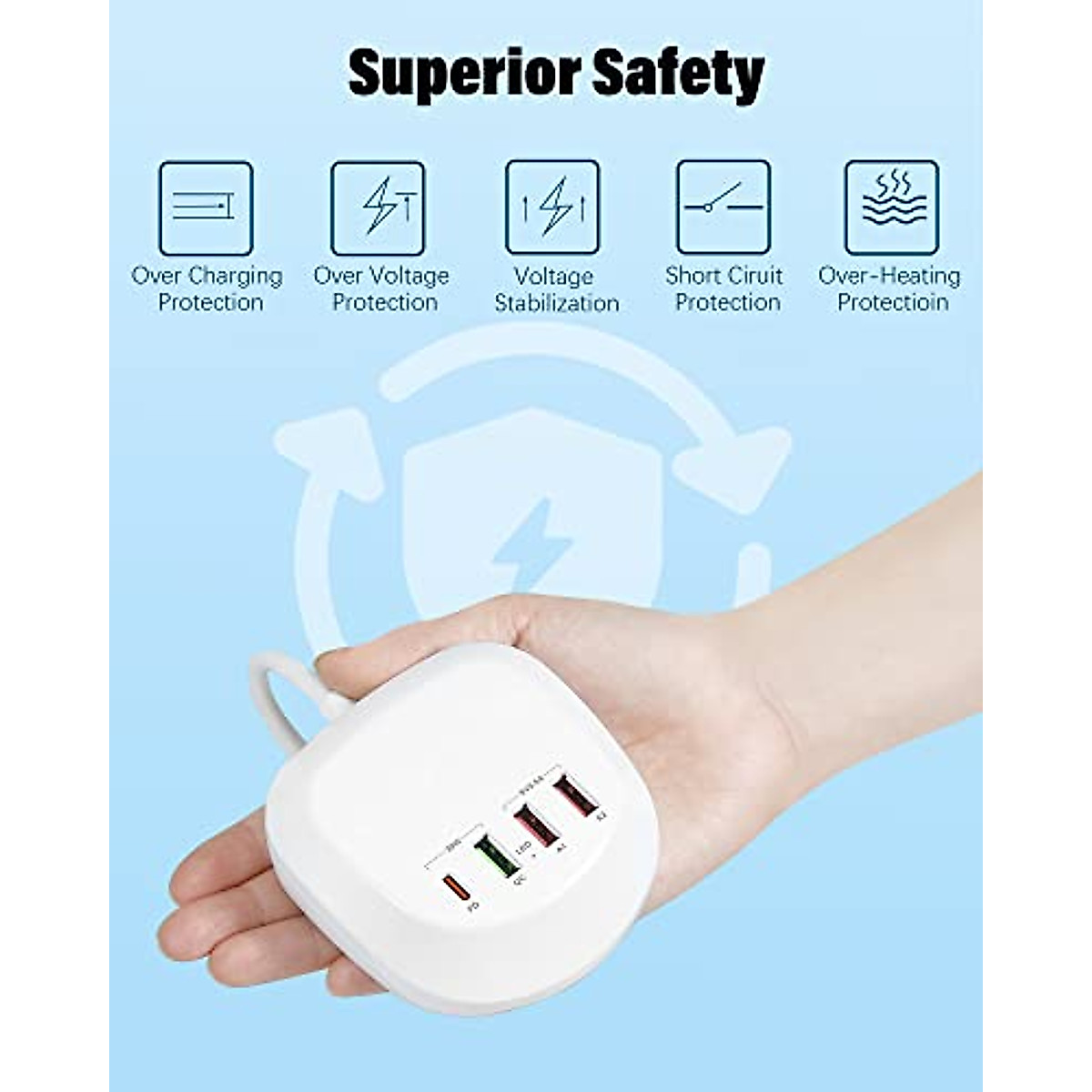 USB C Charger Station,4-Port (1*USB C 30W & 1*QC3.0 & 2*USB-A) USB Charging Station for iPhone 14 Series/13/13 Mini/13pro Max/12/12 Mini/12Pro/12 Pro Max/11/iPad/AirPod,Smart Phone,Multi Devices