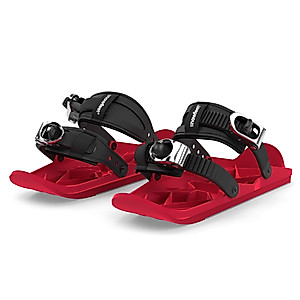 Snowfeet - Mini Short Ski Skates for Snow | Skis for Winter Shoes | Short Snowskates Snowblades Skiboards | The Real Original (RED)