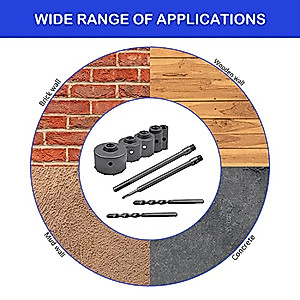 FF ERA 9PCS Concrete Hole Saw Kit - Tungsten Steel for SDS Plus and SDS MAX Shank - Masonry Wall Hole Opening Diamond Core Drill Bit - Hole Saw Set for Concrete Brick Cement Stone Tile Wall