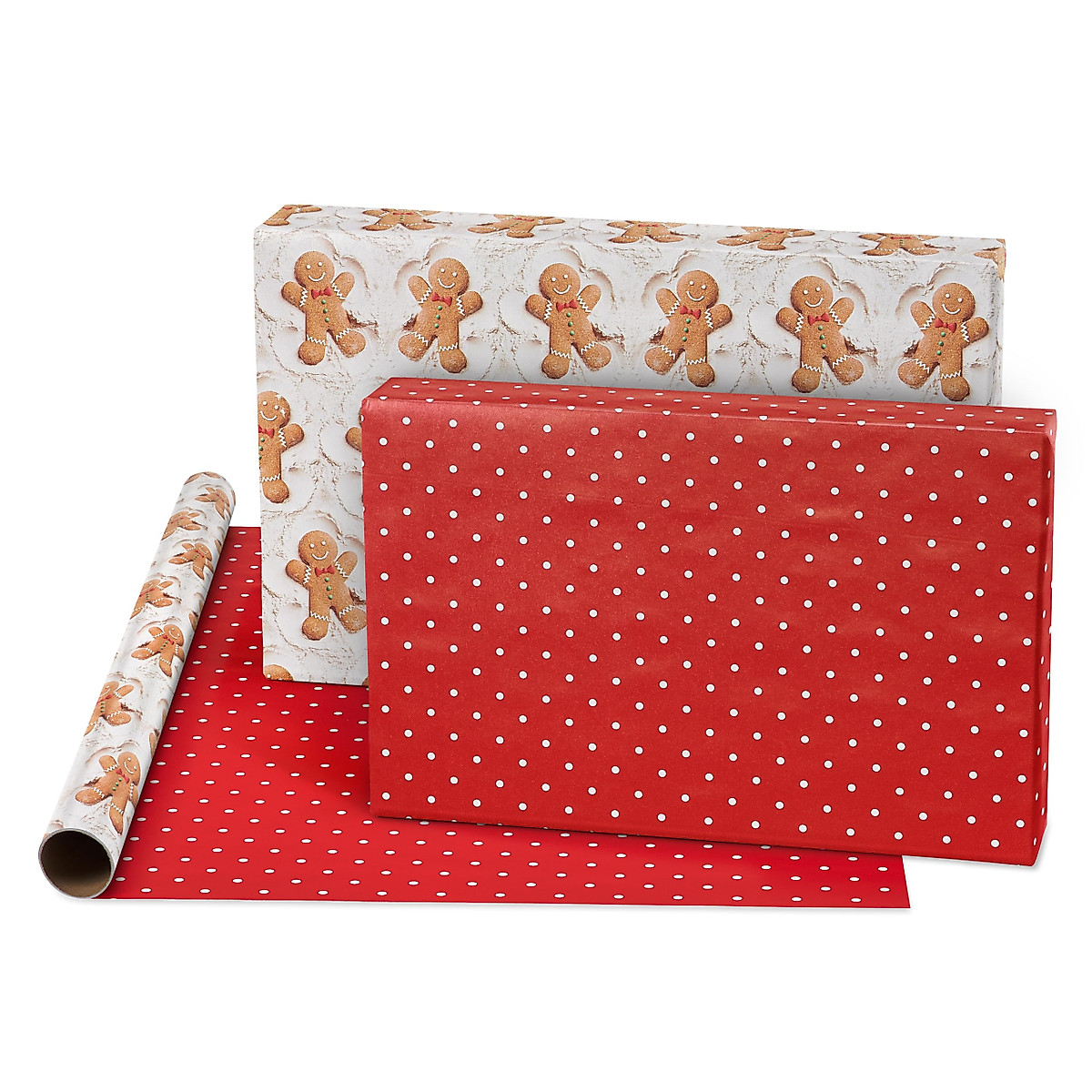 American Greetings 120 sq. ft. Vintage Christmas Wrapping Paper Bundle, Gingerbread, Ornaments, Peppermints (3 Extra Wide Rolls 40 in. x 12 ft.)