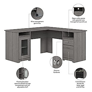 Bush Furniture Cabot 60W L Shaped Computer Desk in Modern Gray