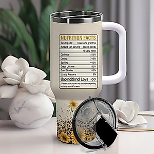 Personalized 40oz Tumbler - Cute A flamingo mother standing in shallow water while her chick Mother and Child Design with Nutrition Facts - Gift for Mom, Grandma, Mother's Day AFxDI0