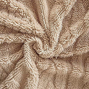 Khaki Sherpa Throw Blanket Thick Warm Fleece Blanket for Winter,Soft Cozy Blanket for Bed Couch Sofa 50"×60"
