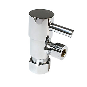 Westbrass A105QR-26 Round Lever 1/4-Turn Angle Stop 1/2" Copper x 3/8" Compression, 1-Pack, Polished Chrome