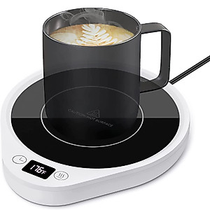 Coffee Mug Warmer, Coffee Warmer & Cup Warmer for Desk 2-12 Hrs Timer, 4H Auto Shut Off - Electric Cup Warmer with 3-Temperature Settings, Beverage Warmer for Office & Home Use (White)