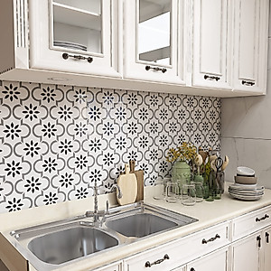 Gray & White Collection Peel and Stick Tile Stickers, 6x6 Inch 12 PCS Set Backsplash Tile Decals Bathroom & Kitchen Vinyl Wall Decals Easy to Apply Just Peel & Stick Home Decor