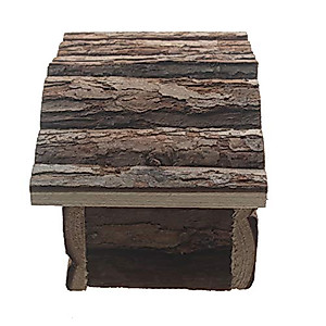 emours Natural Wooden Hamster House Small Animal Nesting Hideout Habitat Decor Cage Wood Toys (A)