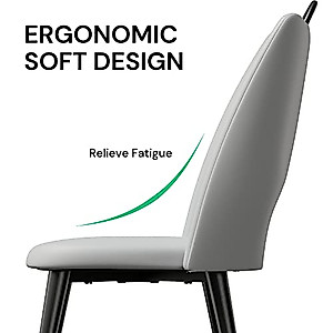 SunsGrove Faux Leather Indoor Kitchen Dining Chairs Set of 2, Comfortable Modern Upholstered Chairs for Dining Room, Living Room, and Bedroom Side Chairs (Grey)