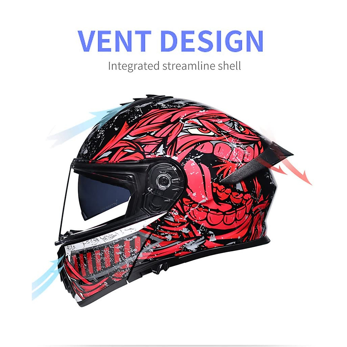 DOT Certified Cool Modular Motorcycle Full Face Helmets with Dual Visor, Adults Men Women Flip up Motorbike Cool Girls Helmet for Street Dirt Bike ATV Motocross Racing Protection Helmet -G-XXXL
