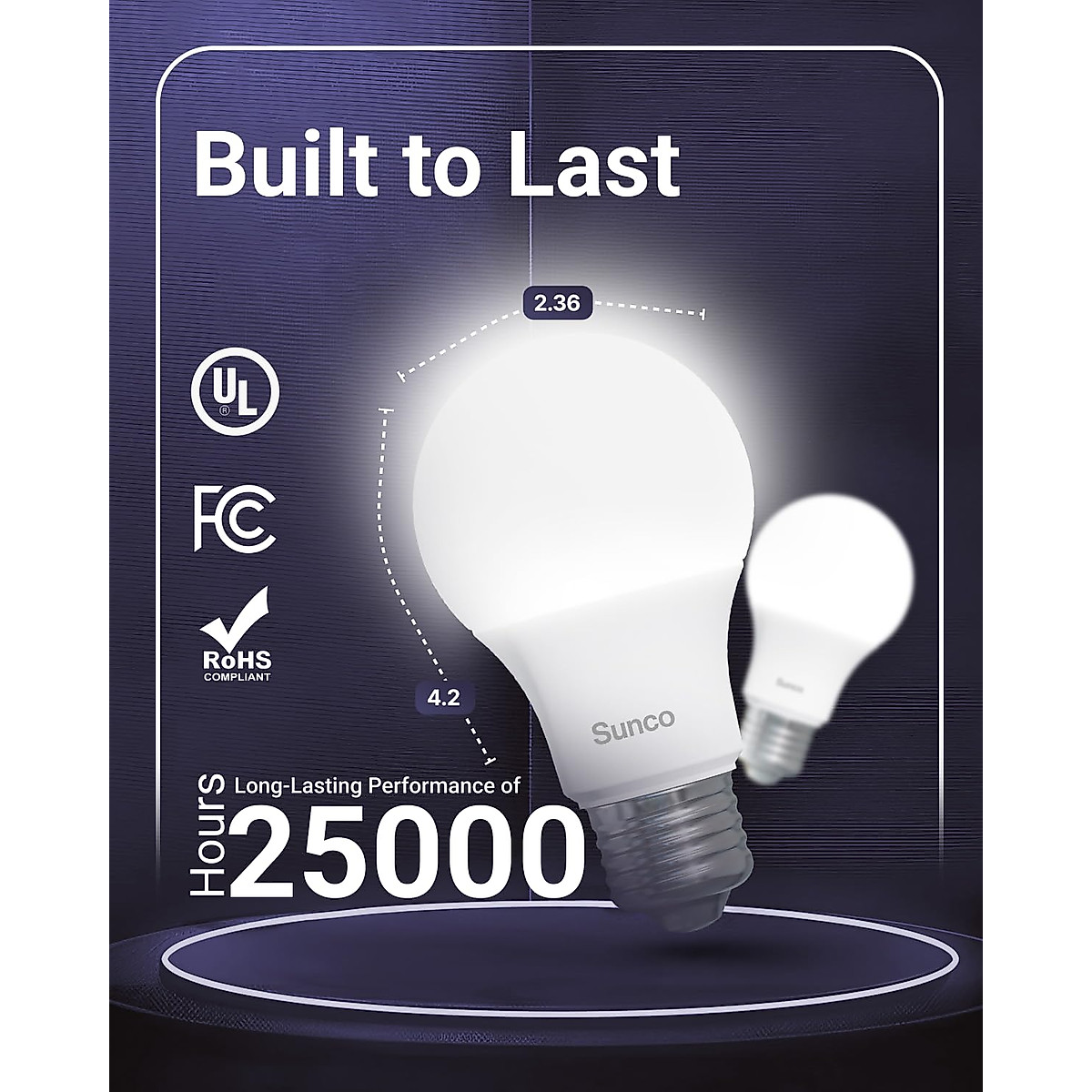 Sunco 24 Pack LED Light Bulbs, E26 Base Lamp Bulbs A19, [Focos LED para Casa], 5000K Daylight, 8W (60 Watt Equivalent), 850 LM, Non-Dimmable, 25000 Lifetime Hours for Bedroom, Bathroom UL