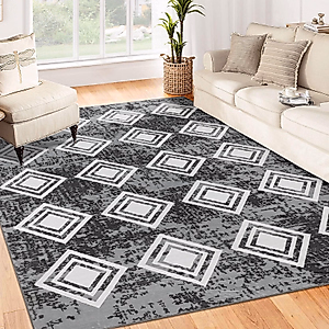 RUGSREAL Washable Area Rug 9x12 Large Moroccan Rug Geometric Modern Area Rug, Stain-Resistant Non Shedding Rug Living Room Bedroom Soft Accent Rug Farmhouse Office Home Decor,9x12