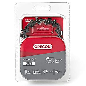Oregon D68 AdvanceCut Replacement Chainsaw Chain for 18-Inch Guide Bars, 68 Drive Links, Pitch: 3/8" Low Kickback, .050" Gauge (D68), Fits Cub Cadet, Husqvarna, Efco, Makita, and More