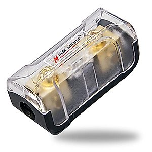 Magic source Mini ANL Fuse Holder Wire Inline Fuse 60 A,4/8 Gauge to 4/8 Ga Copper Gold-Plated Fuse Block for Car Audio (1 Way)