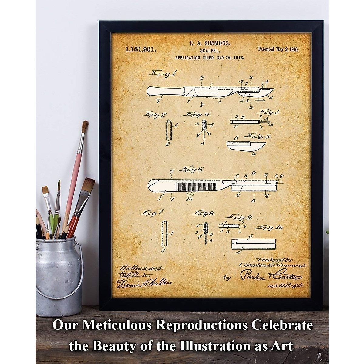 Scalpel Patent Print - Surgical Knife Poster, Surgery Room and Office Wall Decor, Gifts for Surgeon Doctors, Medical Student and Paramedic Gifts, 11x14 Unframed Art Print Poster