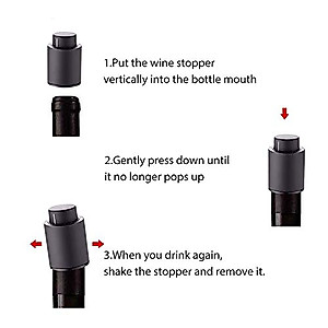 Vacuum Wine Stoppers with Time Scale Record Saver Wine Preserver Leak Proof,Bottle Sealer Keeps Wine Fresh for 7 Days, Best Gifts for Wine Lovers. (2 Pack)