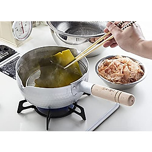 Taniguchi Metal Snow Flat Pot, Deep Type, 8.7 inches (22 cm), Made in Japan