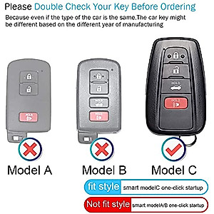 Key Fob Cover Fit For Toyota with Keychain, Pure Leather Handmade Key Fob Cover Case Suit for Toyota Camry Highlander RAV4 Avalon (4 Buttons only for Keyless go) Black