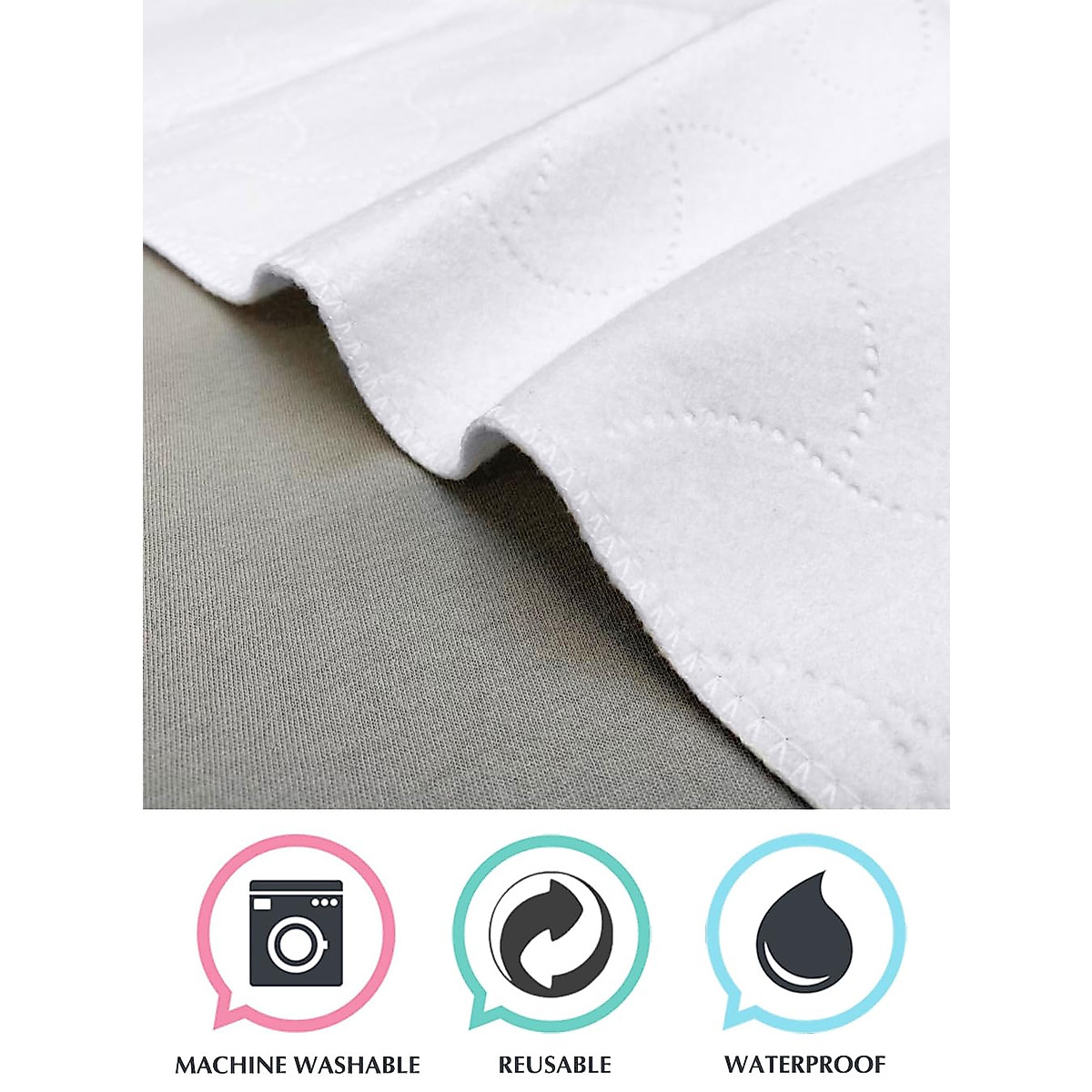 TL Care Waterproof Quilt-Like Flat Reusable Multi-Use Protective Mattress Pad Cover for Babies, Adults & Pets, White,27" x 36"