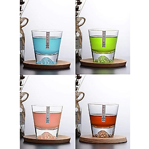 Maya Star Japanese-Style Clear Whiskey Scotch Whiskey Brandy Whiskey Cocktail Glass - Mount Fuji Three-Dimensional Cup Dottom A1, Transparent