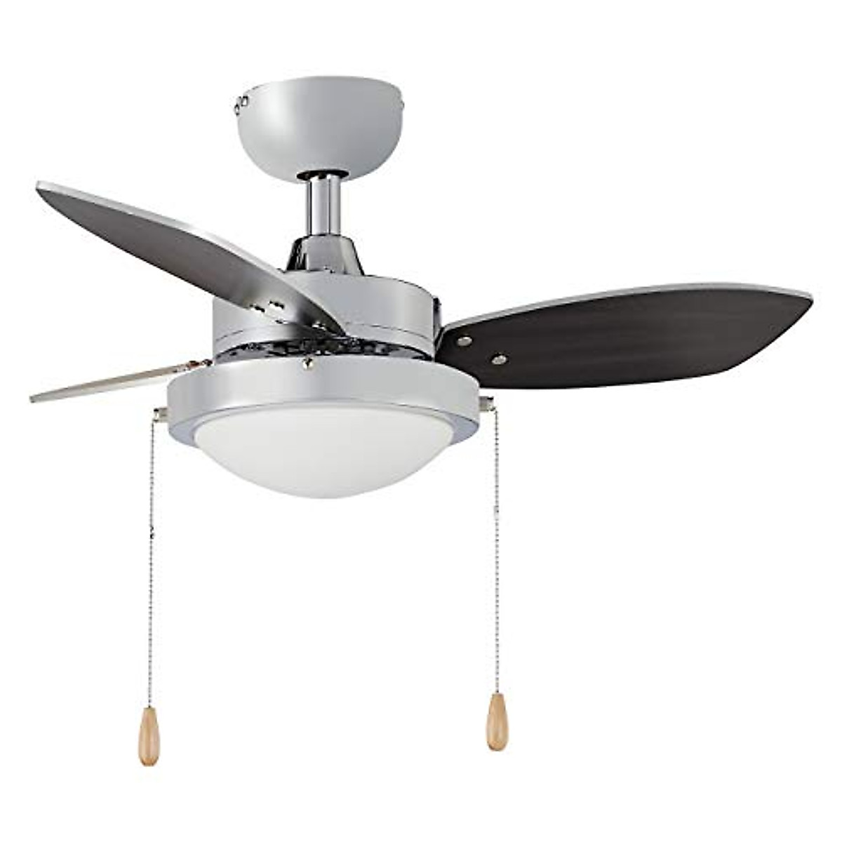 Amazon Basics 30-Inch Ceiling Fan - Includes Integrated Dimmable LED Light Kit - Three Reversible Blades, Chrome Finish