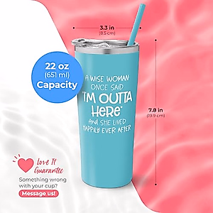 Wise Woman Insulated Stainless Steel Tumbler with Lid and Straw - Funny Travel Mug for Retirement Parties - Teacher Coffee Mug - Nurse Travel Tumbler - Funny Birthday Divorce Going Away Gift For Women