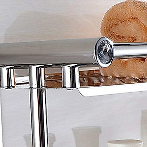 Generic Towel Rack Wall Mounted,Bathroom Wall Mounted Bath Shelf 304 Stainless Steel Storage Holders Multifunctional Rack Kitchen Holder with Hooks Hanging Washbasin Washroom Organiser