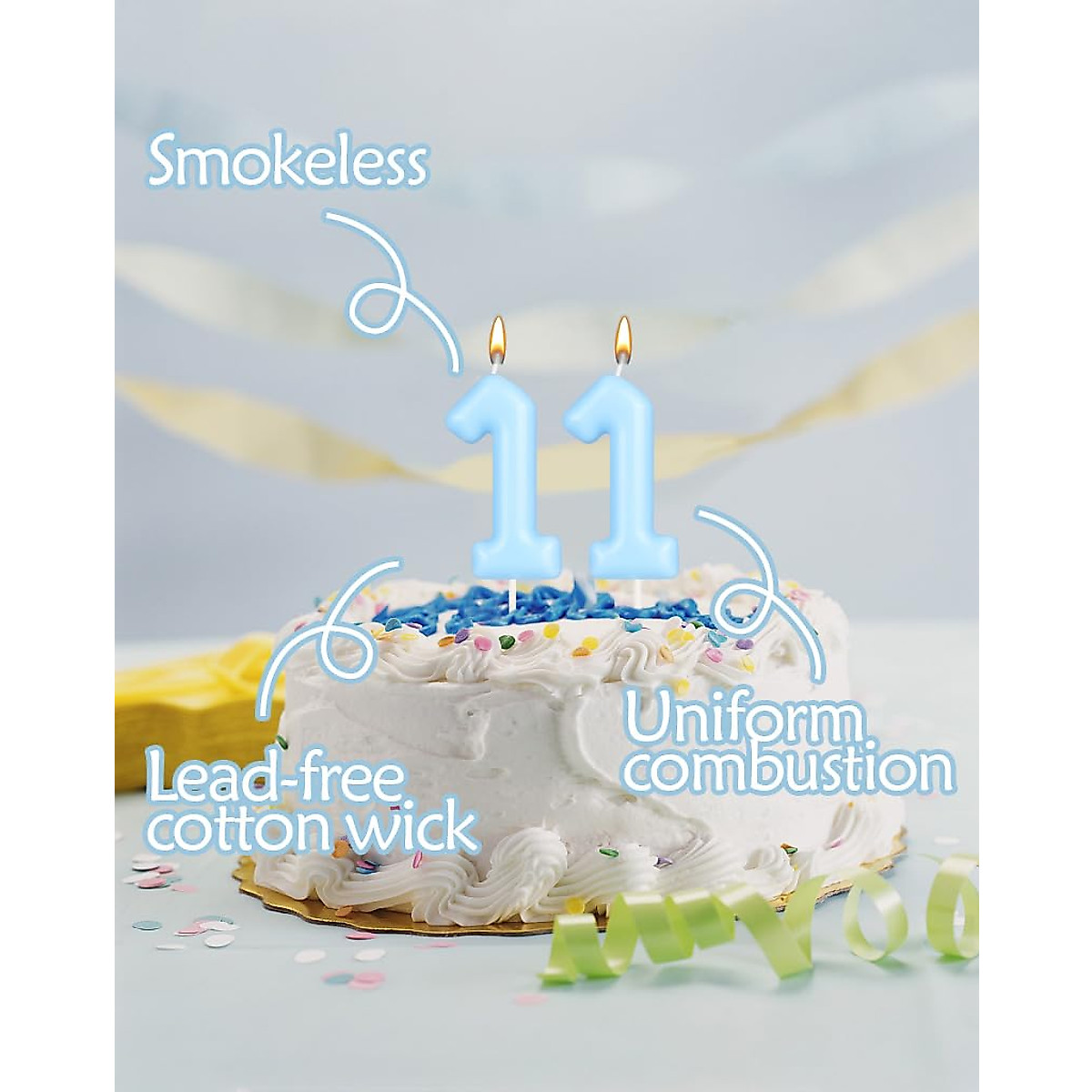 Hongplus Macaron Blue Number 1 Candle, First Birthday Candle, Macaron Blue Happy Birthday Candles for Cake, Blue Cake Topper Decorations for Girls Boys Pastel Sweet Birthday Party Decorations Supplies