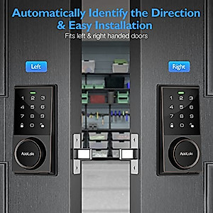 AppLoki Smart Lock, Keyless Entry Door Lock with Bluetooth/Alexa Voice Control, Touchscreen Keypad Deadbolt Lock with APP, E-Key, Code, Key, Auto-Lock, Front Door Lock for Home Apartment Hotel