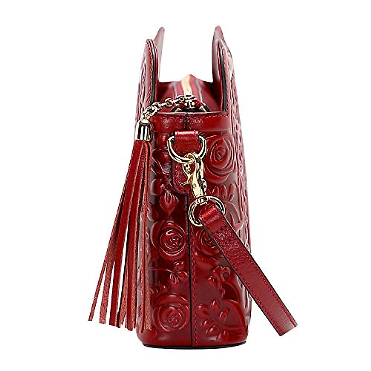 PIJUSHI Designer Leather Handbags for Women Ladies Floral Crossbody Shoulder Bags Clutch Purse (20093 Red)