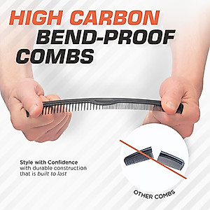 Fagaci 5 Pcs High Carbon Hair Comb for Men - Bend-Proof Styling Comb Set, Heat Resistant Barber Combs Professional, Anti-Static Mens Combs for Hair Stylist, Hair Comb Set for Men - Peines Para Cabello