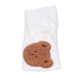 Baby Girls Headbands, Infant Headbands Cute Cartoon Bear Cotton Allmatch for Daily Home Photography (White)