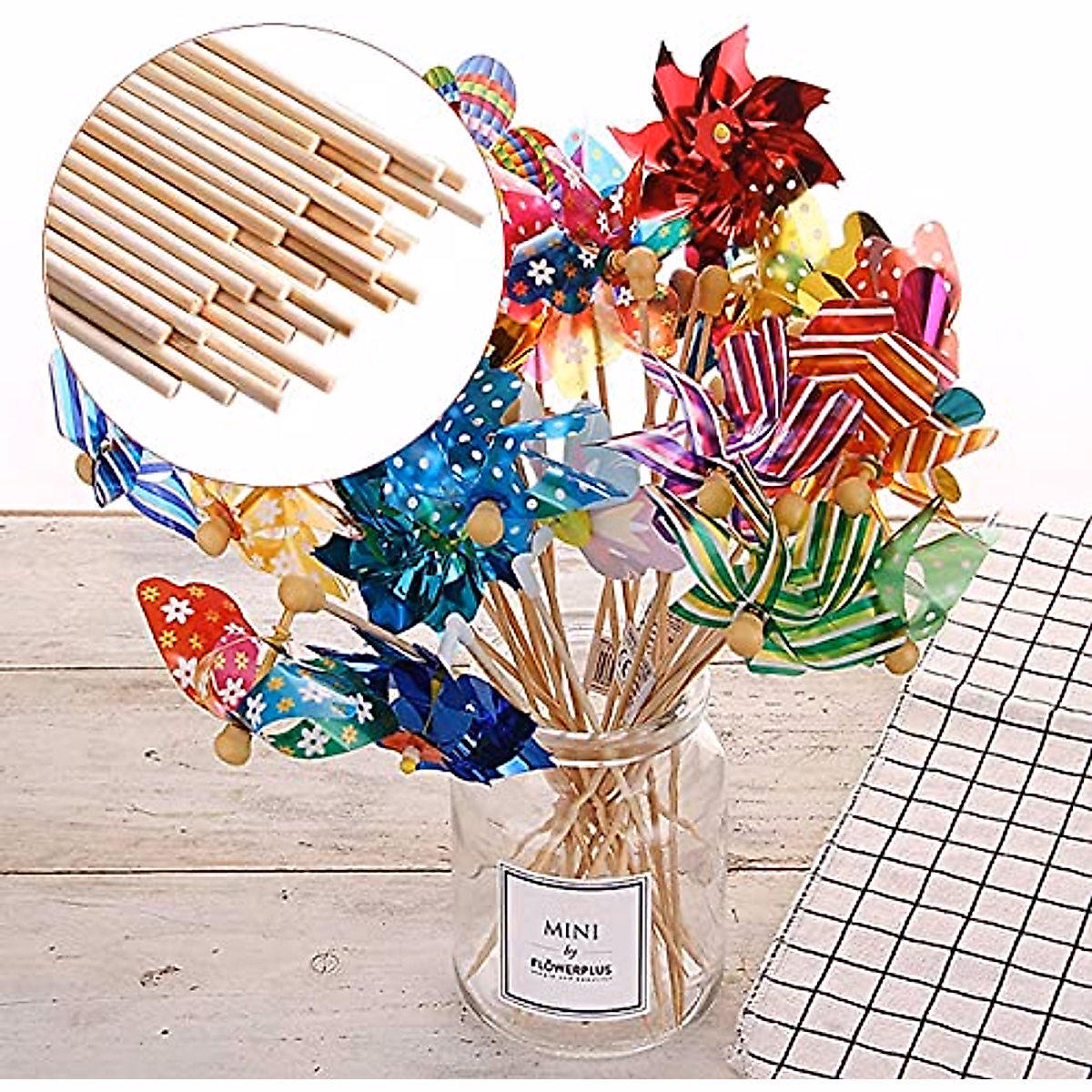 25PCS Dowel Rods Wood Sticks Wooden Dowel Rods - 1/4 x 12 Inch Unfinished Bamboo Sticks - for Crafts and DIYers