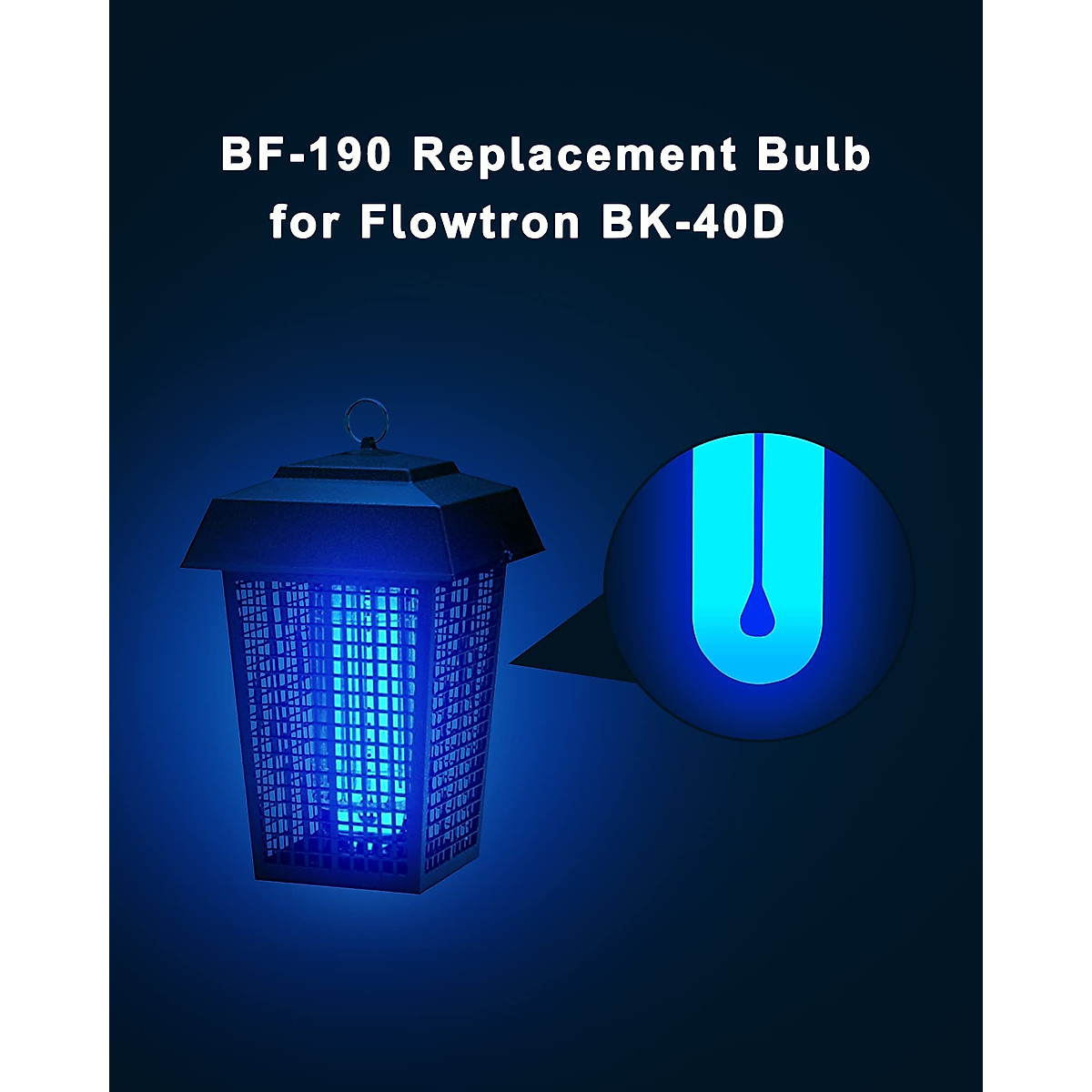 BF190 Bug Zapper Replacement Bulb Compatible with Flowtron BK-40D, 10 Inch FUL32T8/BL U Type Replacement Light Bulb for 32W Outdoor Electronic Insect Killer with 4-Pin Base, 1 Pack