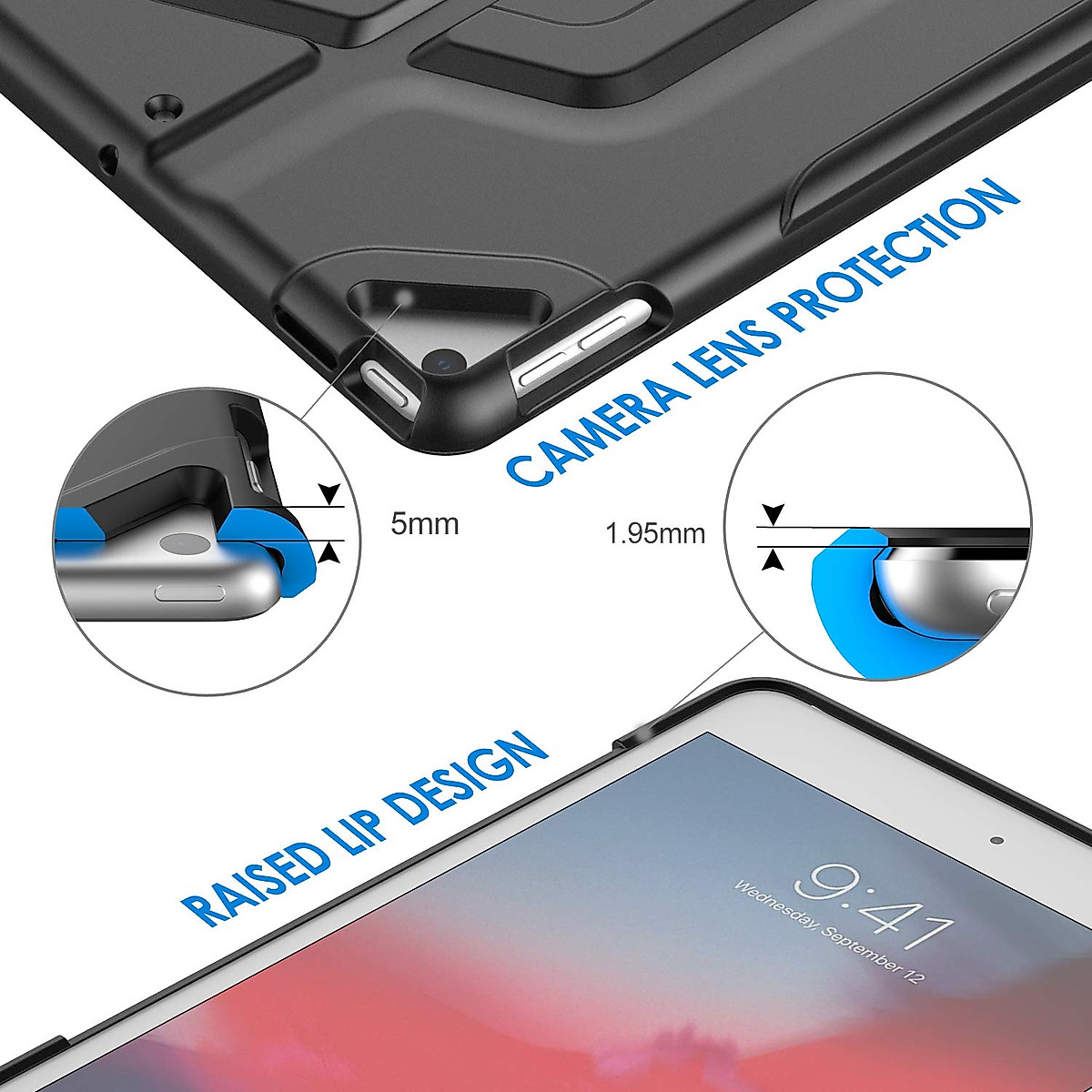 JETech Case for iPad Air 10.5 (3rd Generation 2019 Model) and iPad Pro 10.5 2017, Double-fold Stand with Shockproof TPU Back Cover, Auto Wake/Sleep (Black)