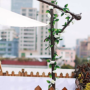 LikSoor 4 Pcs 28Ft Flower Garland White Fake Roses Vines Bedroom Aesthetic Spring Summer Hanging Artificiales para Decoracion for Room,Tea Party,Wedding Arch Decor…