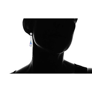 Savlano 14k White Gold Plated Aurora Borealis Austrian Rainbow Multicolor Crystal Tear Drop Cut Stud Dangle Earrings For Women & Men