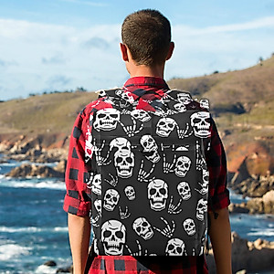 CBBYY Gothic Skeleton Travel Roll Top Backpack for Men, Expandable Waterproof Trendy Laptop Backpack