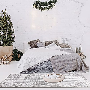 Abstract bloom Boho Chic Tribal Distressed Runner Rug 2'X6', Monaco Collection Area Rug for Living Room Washable Farmhouse Geometric Super Soft Throw Rug for Bedroom Bathroom Office Dorm (Brown 2'X6')