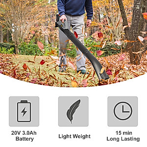 Cordless Leaf Blower 124 MPH Battery Operated Blower for Yard Cleaning Blowing Leaves Snow Debris Dust 20V Electric Leaf Blower with Battery and Charger