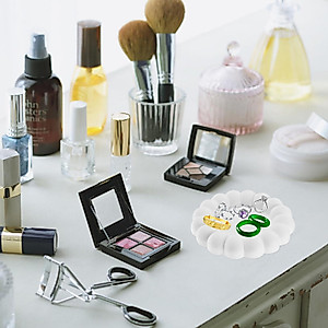 Round Tray Nail Decorations for Nail Art Dining Table Decor Jewelry Tray Home Decor Desk Tray Round Serving Tray Trinket Dish Earrings Holder Wedding White Earring Holder Plaster