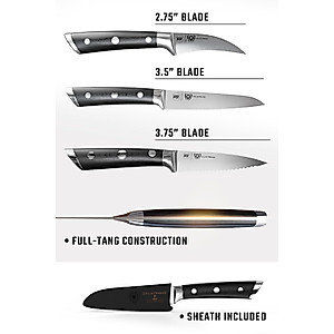 Dalstrong Paring Knife Set 3pc- Gladiator Series - Forged German High-Carbon Steel - G10 Handle - Sheaths Included - Kitchen Knife -Giftable Paring Knife Set - NSF Certified