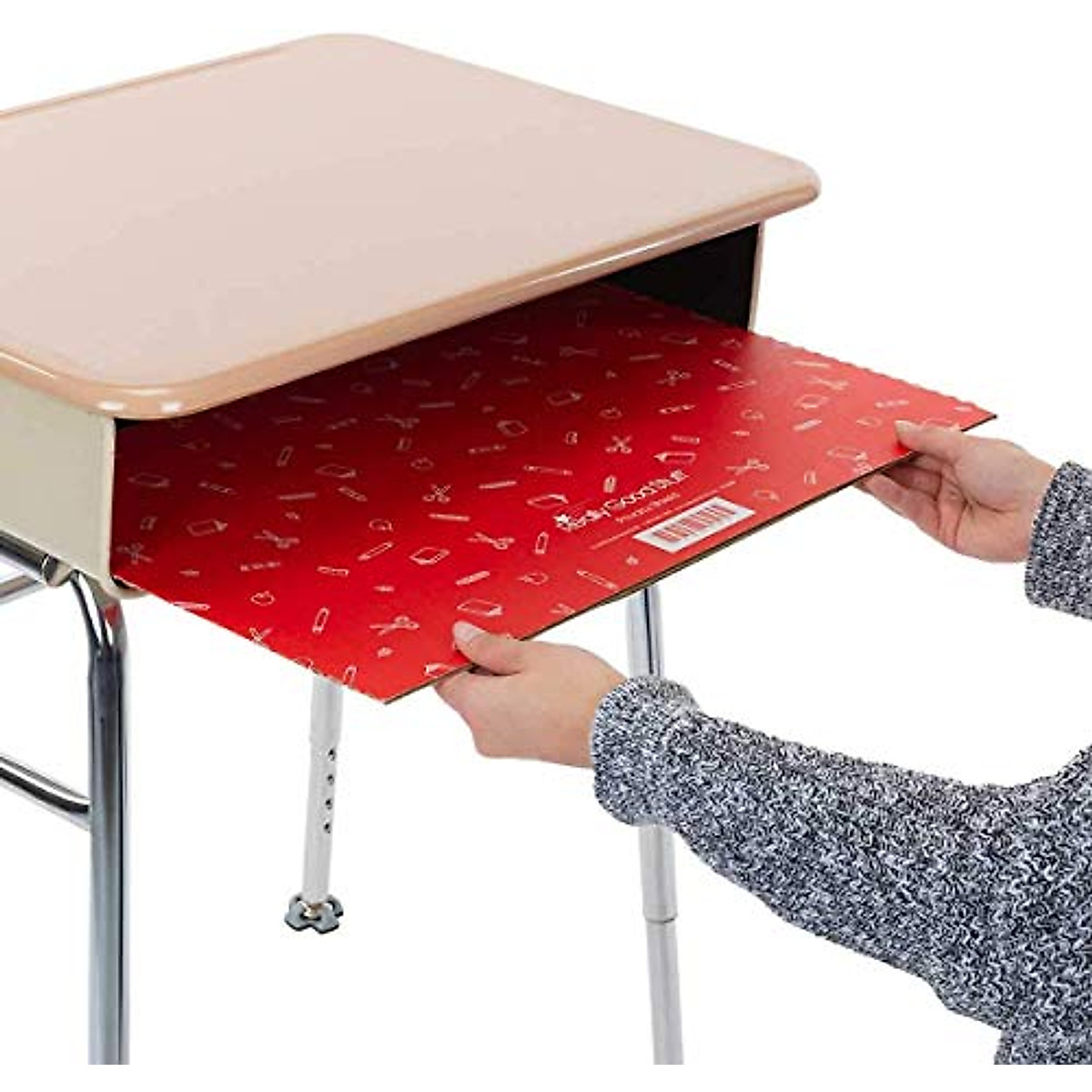 Standard Privacy Shields for Student Desks – Set of 12 - 3 Group Colors -Matte - Study Carrel Reduces Distractions - Keep Eyes From Wandering During Tests, Red, Blue & Green School Supplies Pattern