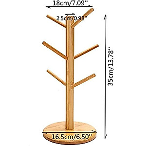 Hovico Mug Holder Tree, Wooden Mug Rack Holder Stand, Cactus Tree Shaped 8-Mug Holder, Kitchen Countertop Mug Tree, Coffee Mugs & Tea Cup Storage Rack for Coffee Cup, Mug，Tea Cup & Storage Rack