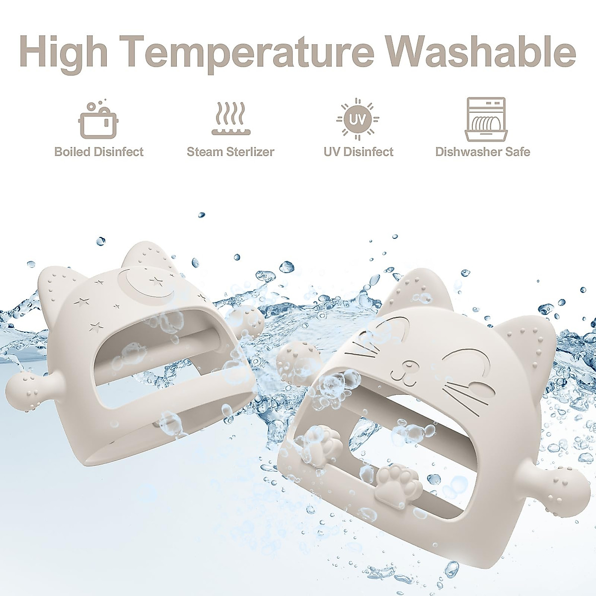 Baby Teether-Teething Toys for Babies 0-6 Months-Silicone Teething Mitt with Cute Cat Shape Baby Toys 6 to 12 Months,Newborn Essentials Must Haves for Teething Relief,Ideal Baby Shower Gifts for Moms