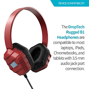 Gumdrop DropTech B1 On-Ear Headphone. Designed for K-12 Students, Teachers and Classrooms – Drop Tested, Rugged and Reliable for an Enhanced Educational Learning Experience. Color – Red