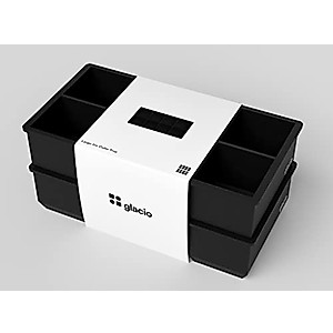 glacio Ice Cube Trays Silicone - Large Ice Tray Molds for making 8 Giant Ice Cubes for Whiskey - 2 Pack