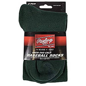 Rawlings Baseball/Softball Socks | 2 Pair | Small | Dark Green
