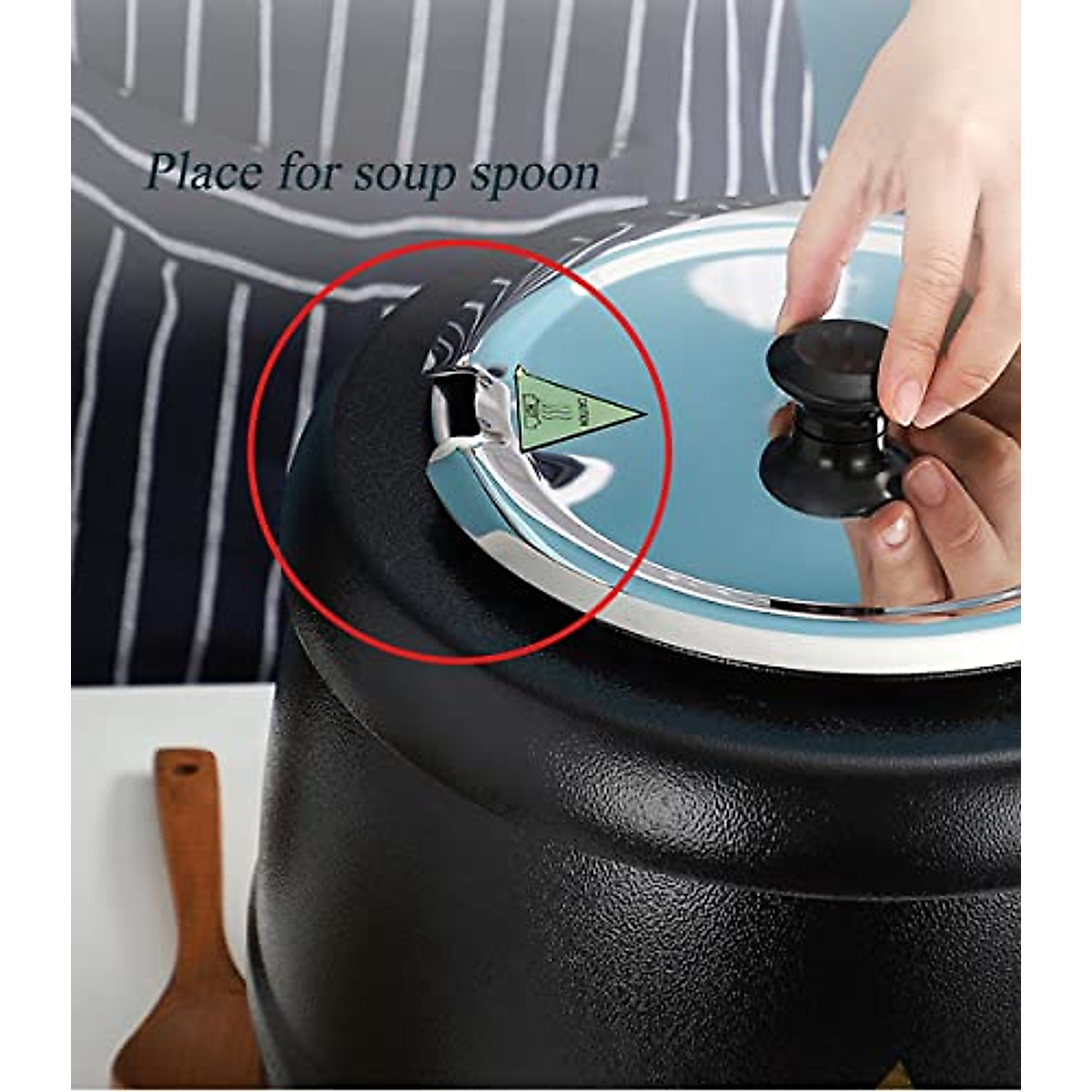 Commercial Soup Kettle Warmer,11 Qt Countertop Food Kettle Warmer with Hinged Lid and Detachable Stainless Steel Insert Pot for Restaurant, Party, Buffet, Catering